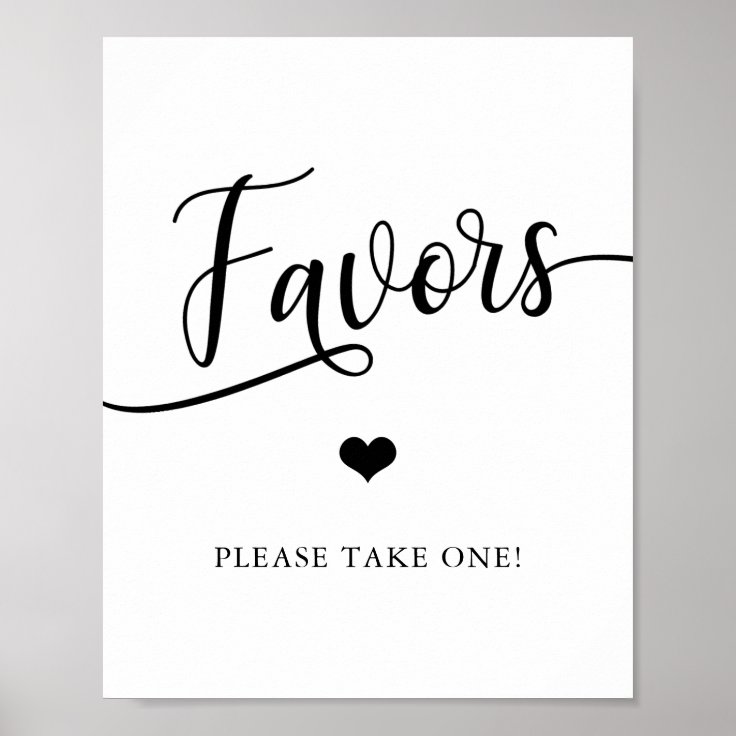 Simple Elegant Wedding Shower FAVORS Sign | Zazzle