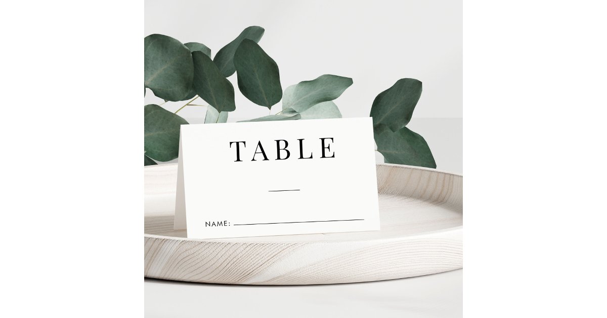 Simple Elegant Wedding Table Number Place Card | Zazzle