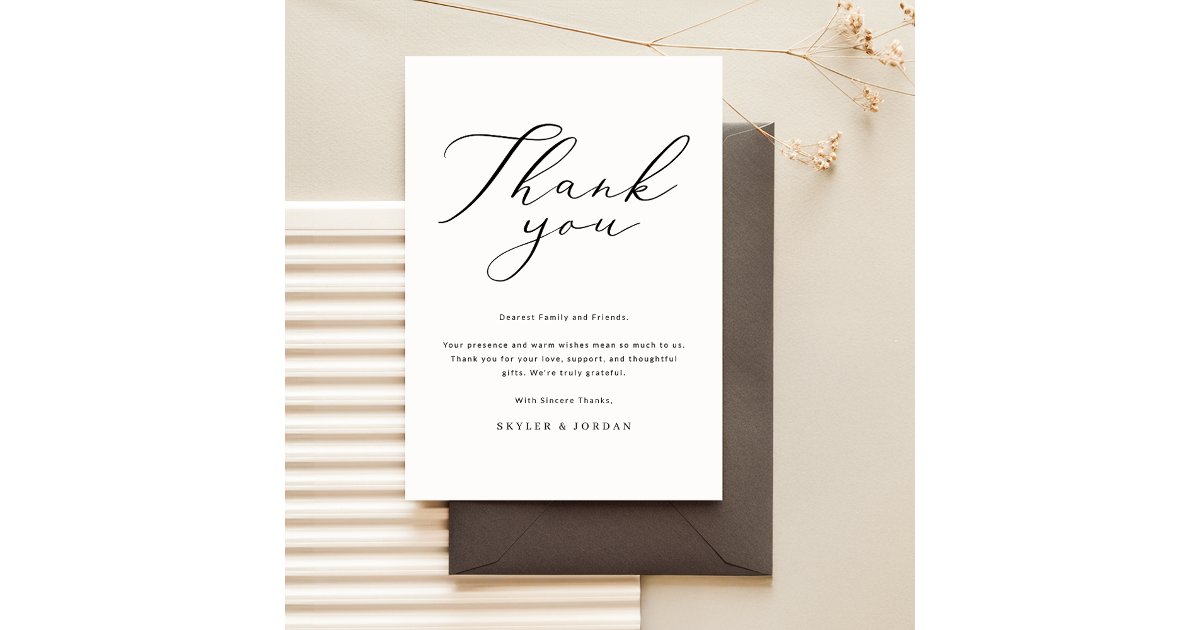 Simple Elegant Wedding Thank You Place Card | Zazzle
