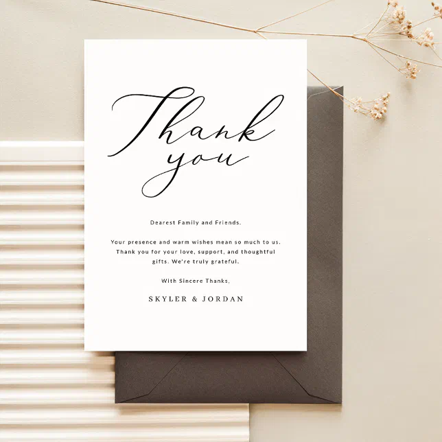 Simple Elegant Wedding Thank You Place Card | Zazzle