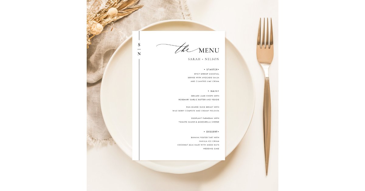 Simple Elegant Wedding Wedding Food Menu | Zazzle