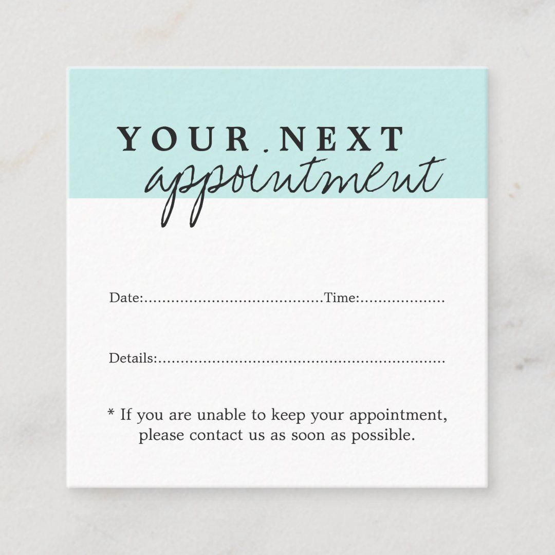Simple Elegant White Blue Beauty Appointment Card | Zazzle