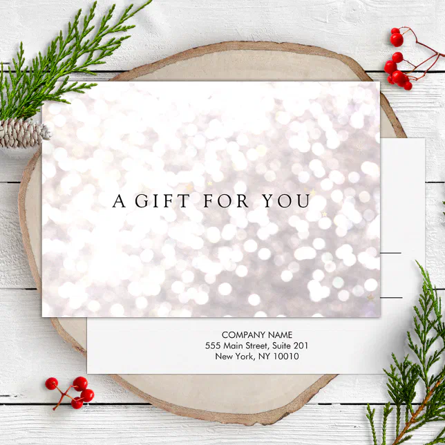 Simple Elegant White Bokeh Gift Certificate | Zazzle