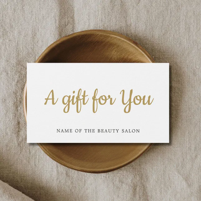 Simple Elegant White Faux Gold Beauty Gift card | Zazzle