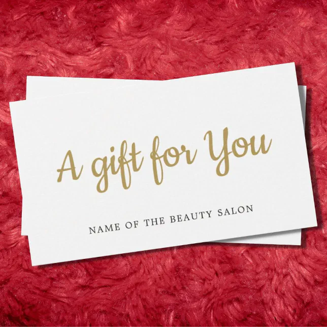 Simple Elegant White Faux Gold Beauty Gift card | Zazzle