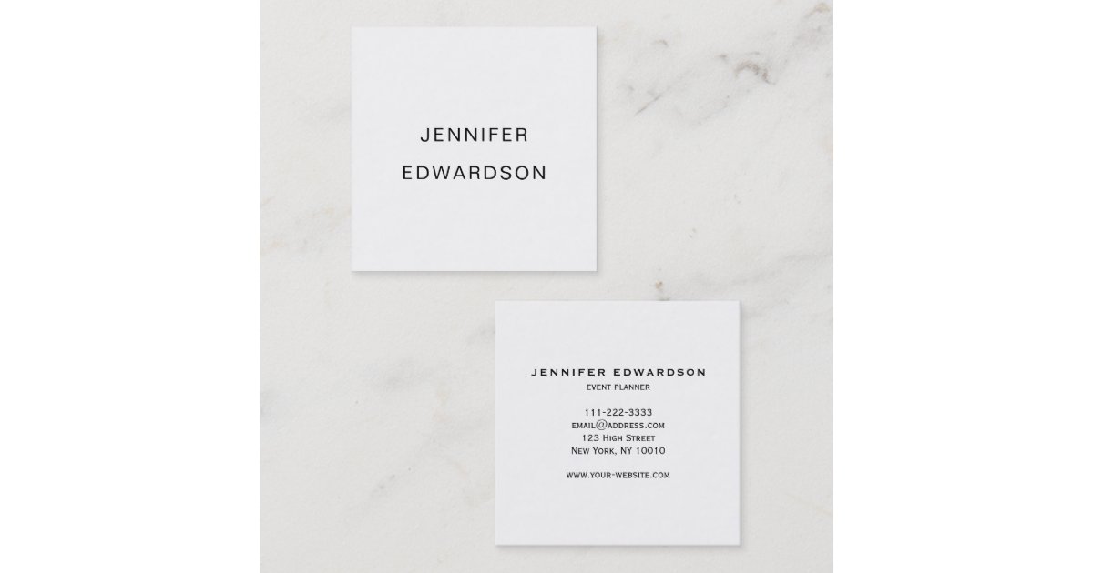 Simple elegant white minimalist professional squar square business card ...