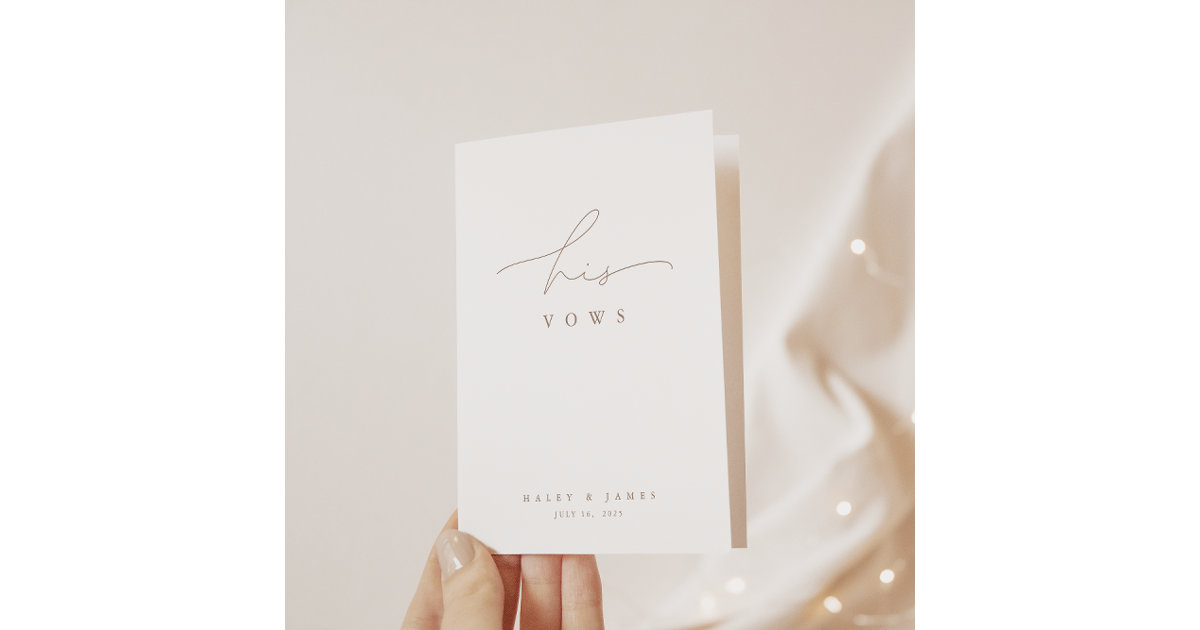Simple Elegant White Photo Wedding His Vows Card | Zazzle