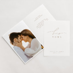 Simple Elegant White Photo Wedding His Vows Card | Zazzle