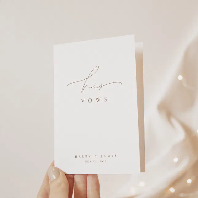 Simple Elegant White Photo Wedding His Vows Card | Zazzle