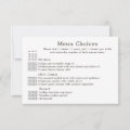 Simple Elegant White RSVP Card With Menu Choices | Zazzle