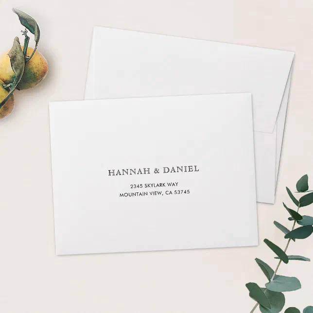 Simple Elegant White Wedding Return Address RSVP Envelope | Zazzle