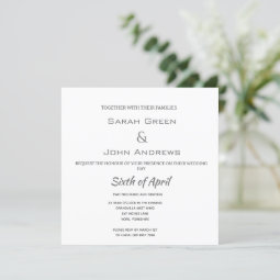Simple Elegant White Wedding Square Invitation | Zazzle