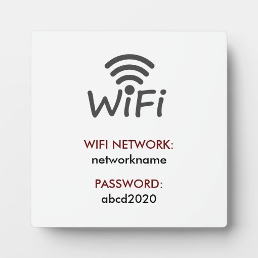 Simple Elegant Wifi Network Password Sign Plaque | Zazzle