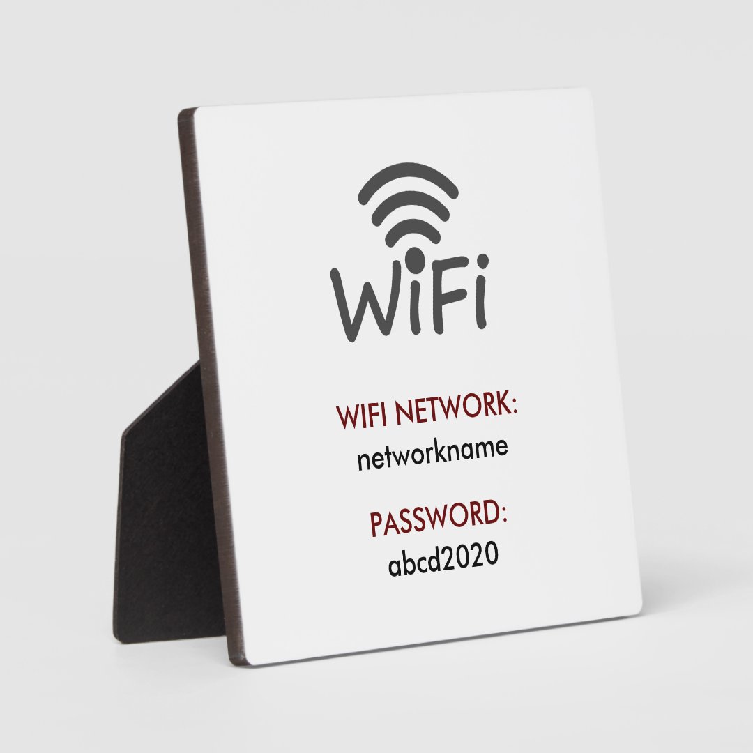 Simple Elegant Wifi Network Password Sign Plaque | Zazzle