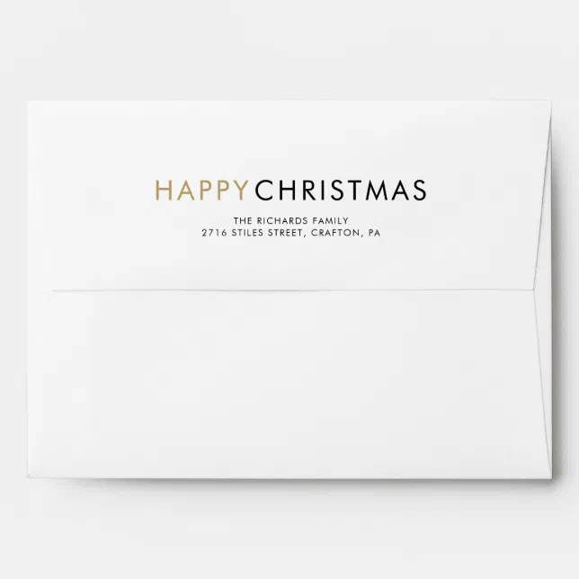 Simple Elegant Winter Snowflakes Happy Christmas Envelope | Zazzle