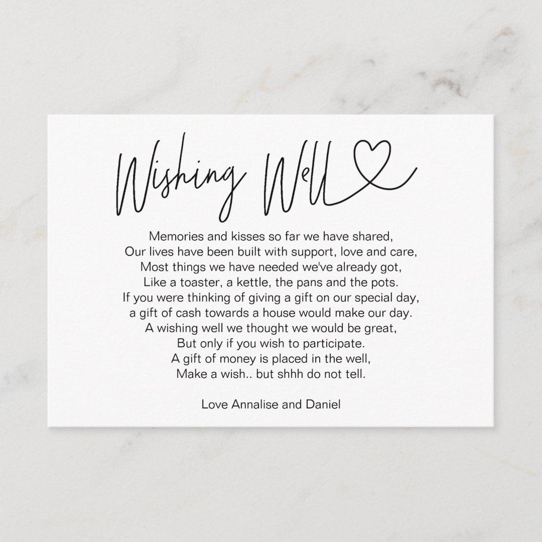 Simple Elegant Wishing Well Card | Zazzle