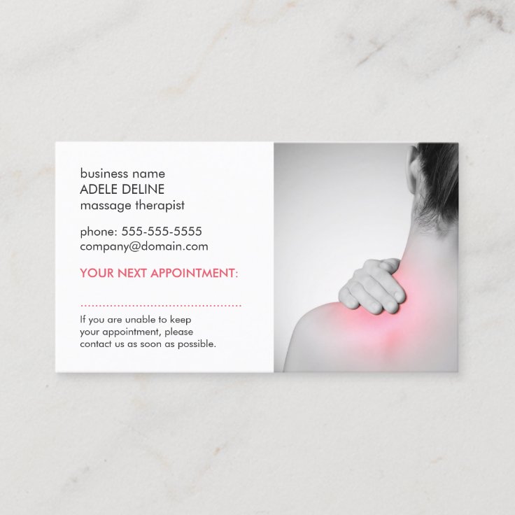 Simple Elegant Women Back Massage Appointment Card | Zazzle