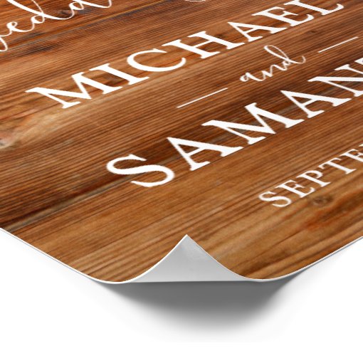 Simple Elegant Wood Rustic Wedding Poster | Zazzle