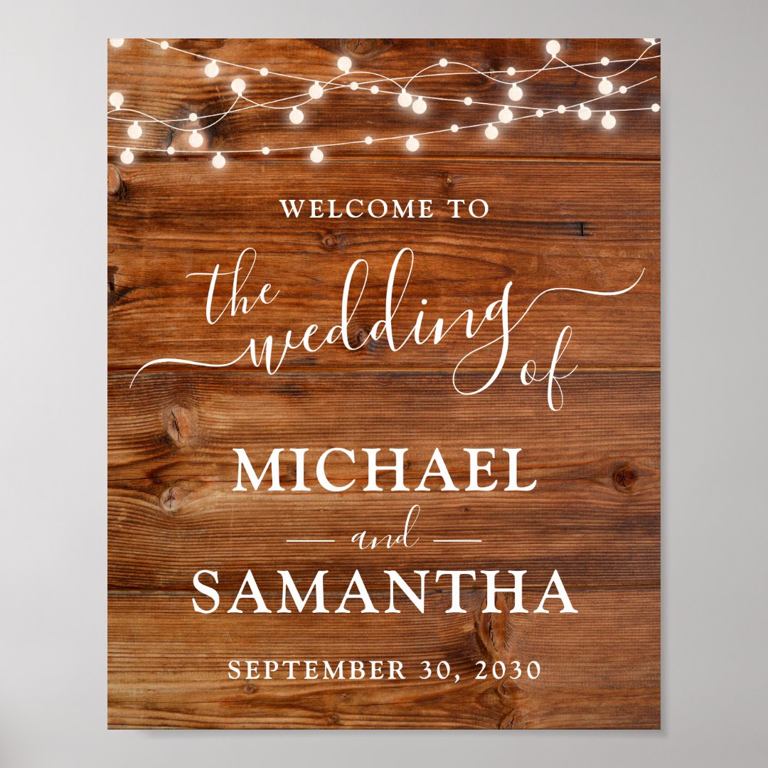 Simple Elegant Wood Rustic Wedding Poster | Zazzle