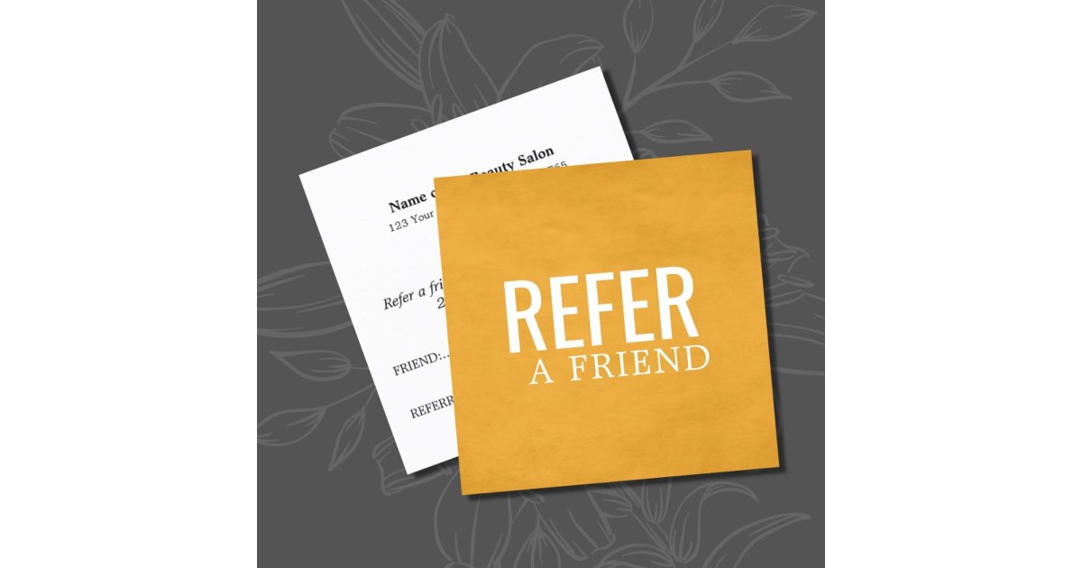 Simple Elegant Yellow White Referral Card | Zazzle