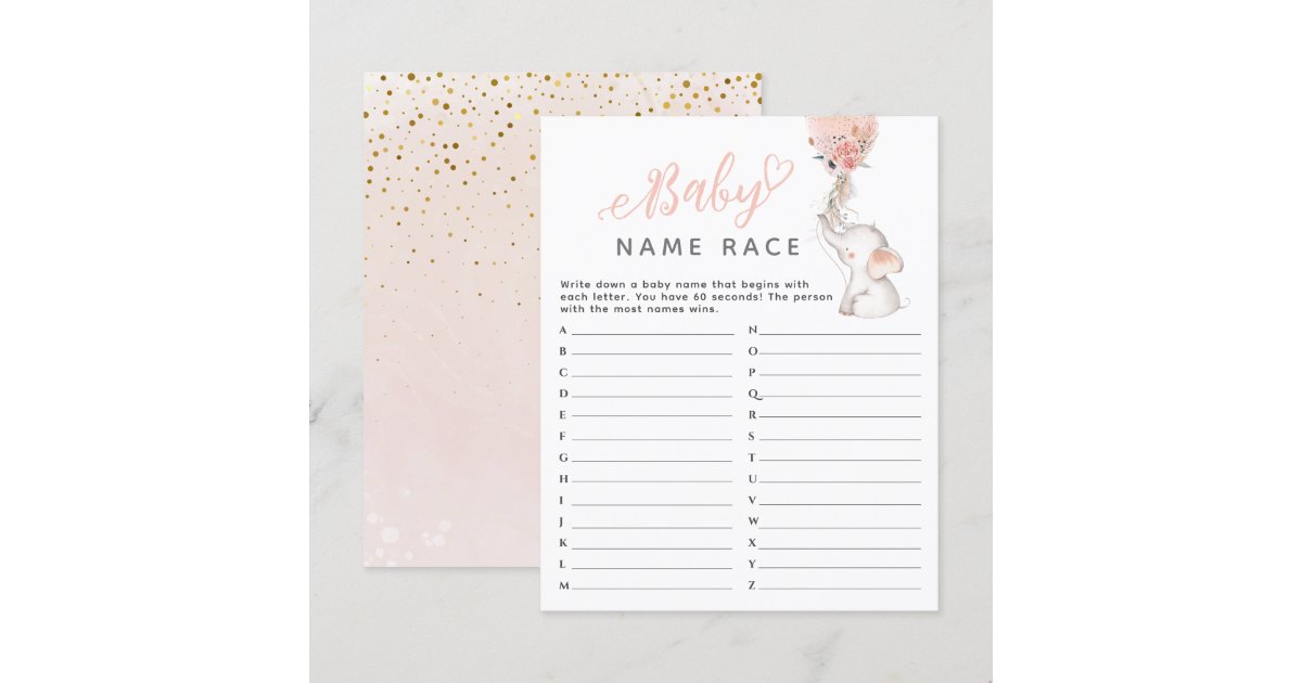 Simple Elephant & Balloon Baby Shower Game | Zazzle