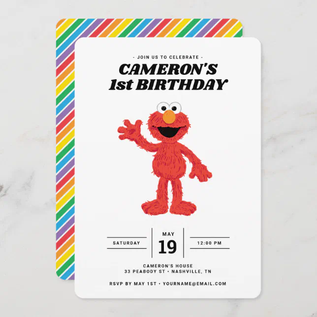 Simple Elmo 1st Birthday Invitation | Zazzle