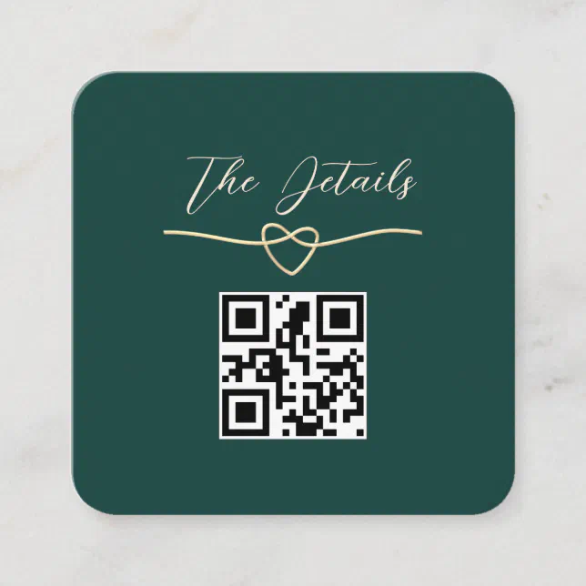 Simple Emerald Green Wedding QR code Details Enclosure Card | Zazzle