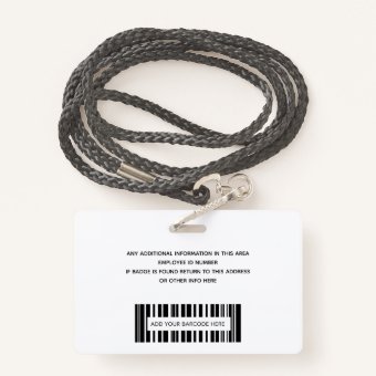 Simple Employee Logo Photo Barcode ID Badge | Zazzle