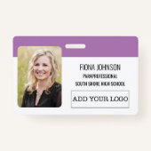 Simple Employee Logo Photo Barcode ID Badge | Zazzle