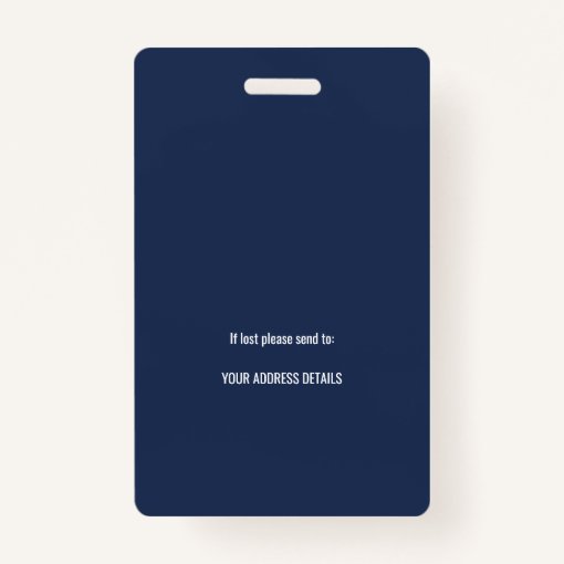 Simple Employee Photo ID Name Logo Blue Badge | Zazzle