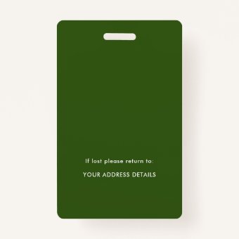 Simple Employee Photo ID Name Logo Green Badge | Zazzle