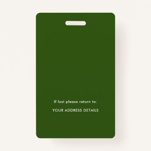 Simple Employee Photo ID Name Logo Green Badge | Zazzle