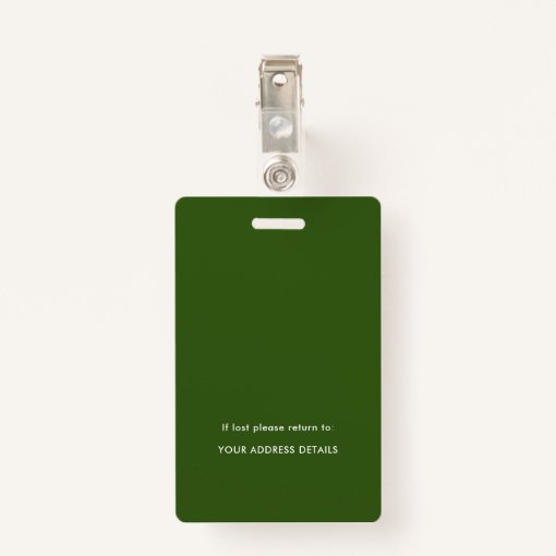 Simple Employee Photo ID Name Logo Green Badge | Zazzle