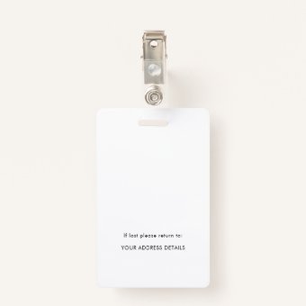 Simple Employee Photo ID Name Logo White Badge | Zazzle