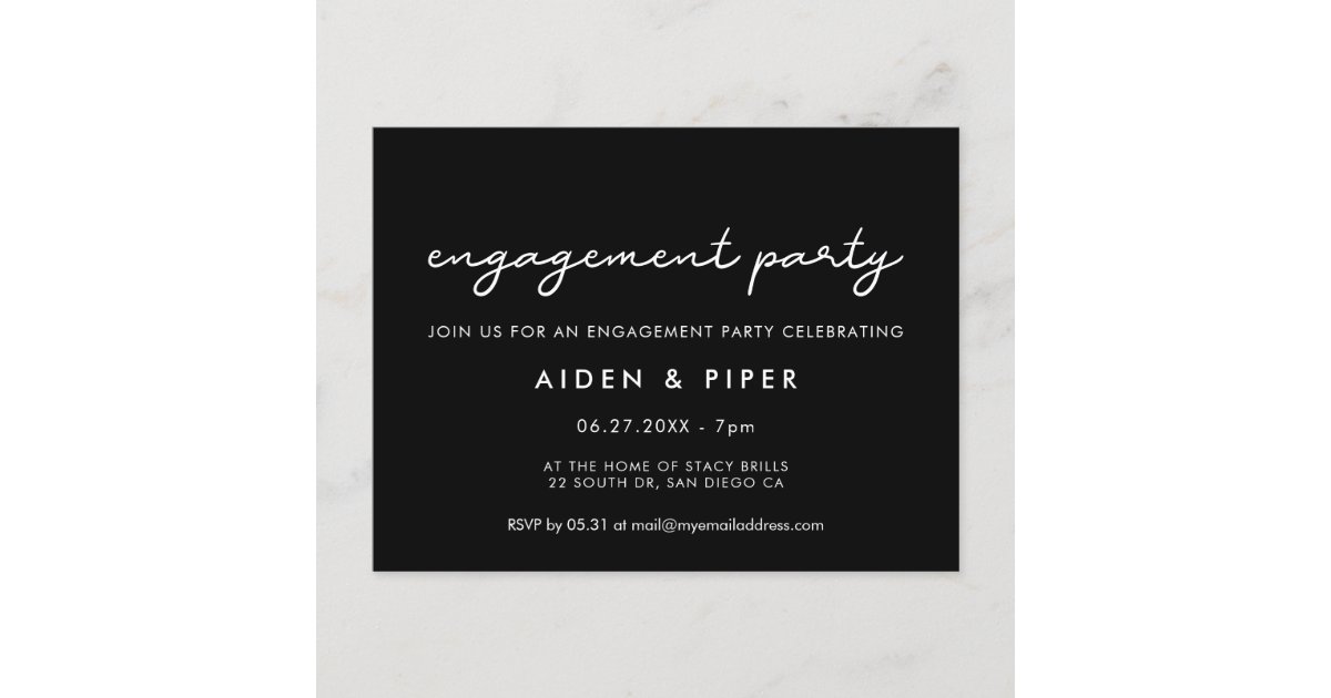 Simple engagement party invitation postcard | Zazzle