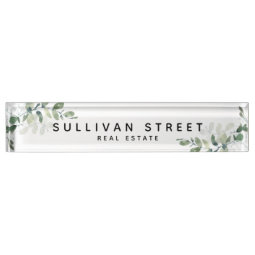 Simple Eucalyptus Greenery Desk Name Plate | Zazzle