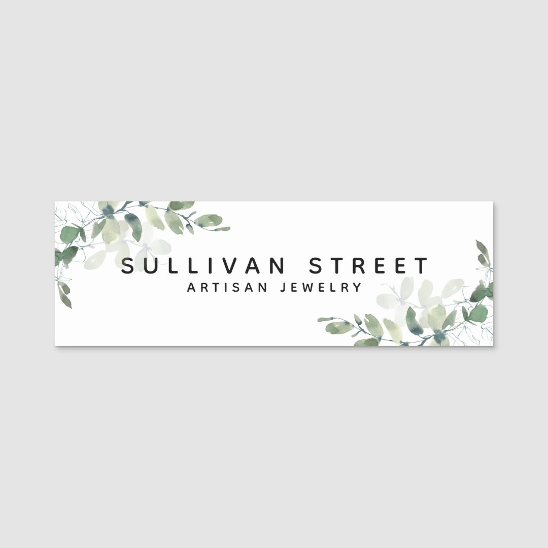 Simple Eucalyptus Greenery Name Tag | Zazzle