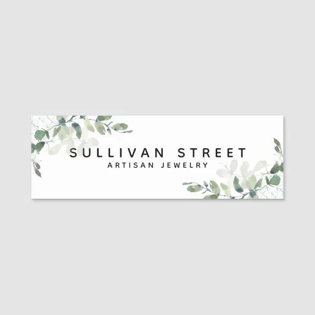 Simple Eucalyptus Greenery Name Tag | Zazzle