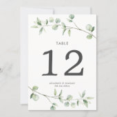 Simple Eucalyptus Large Wedding Table Number | Zazzle