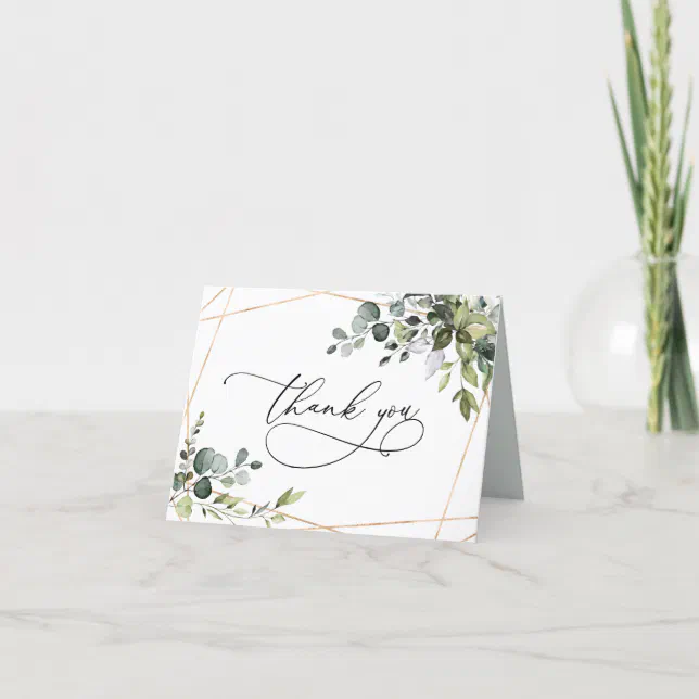 Simple Eucalyptus Leaves Greenery Gold Card | Zazzle