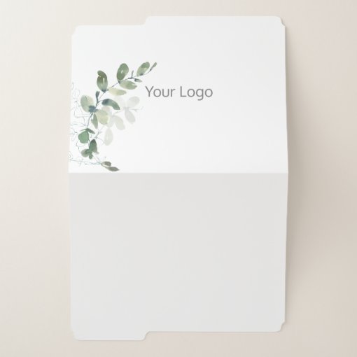 Simple Eucalyptus Your Logo Sage Green File Folder | Zazzle