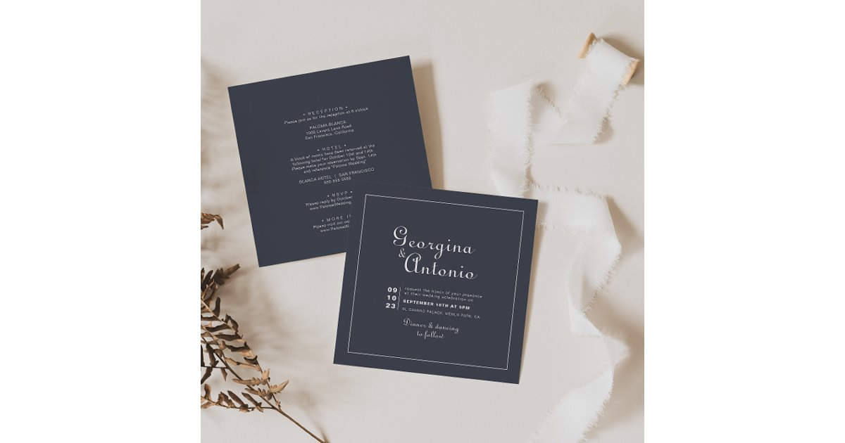 Simple Evening Front and Back Wedding Invitation | Zazzle