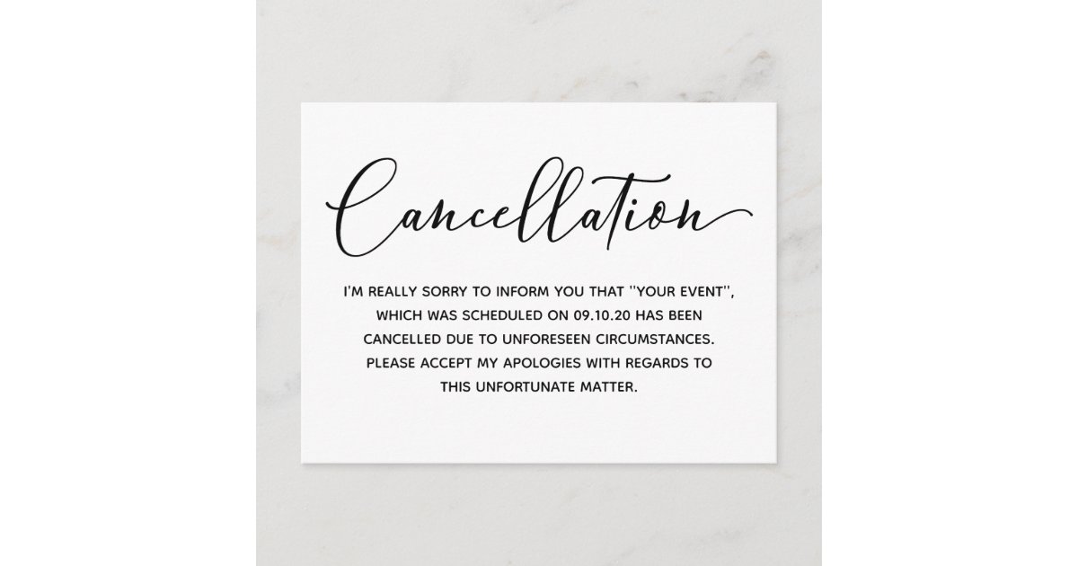 Simple Event Cancellation Notice Postcard | Zazzle