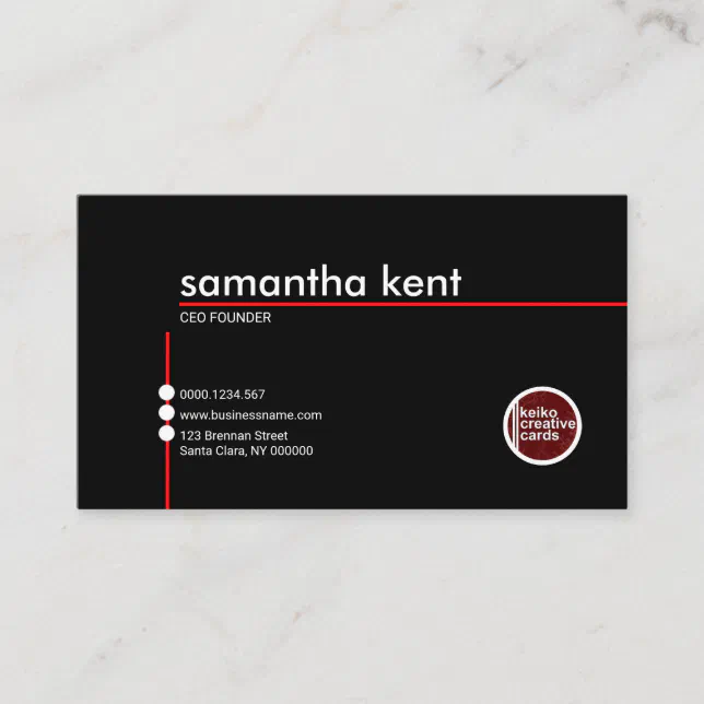Simple Exquisite Black Founder CEO Business Card | Zazzle