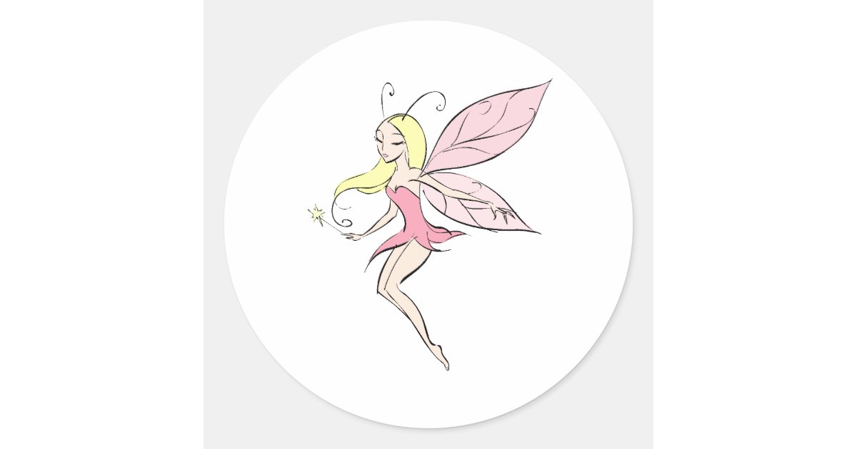 simple Fairy Classic Round Sticker | Zazzle