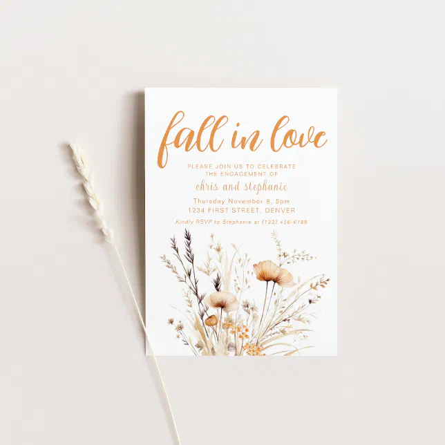 Simple Fall in Love Engagement Party Invite | Zazzle