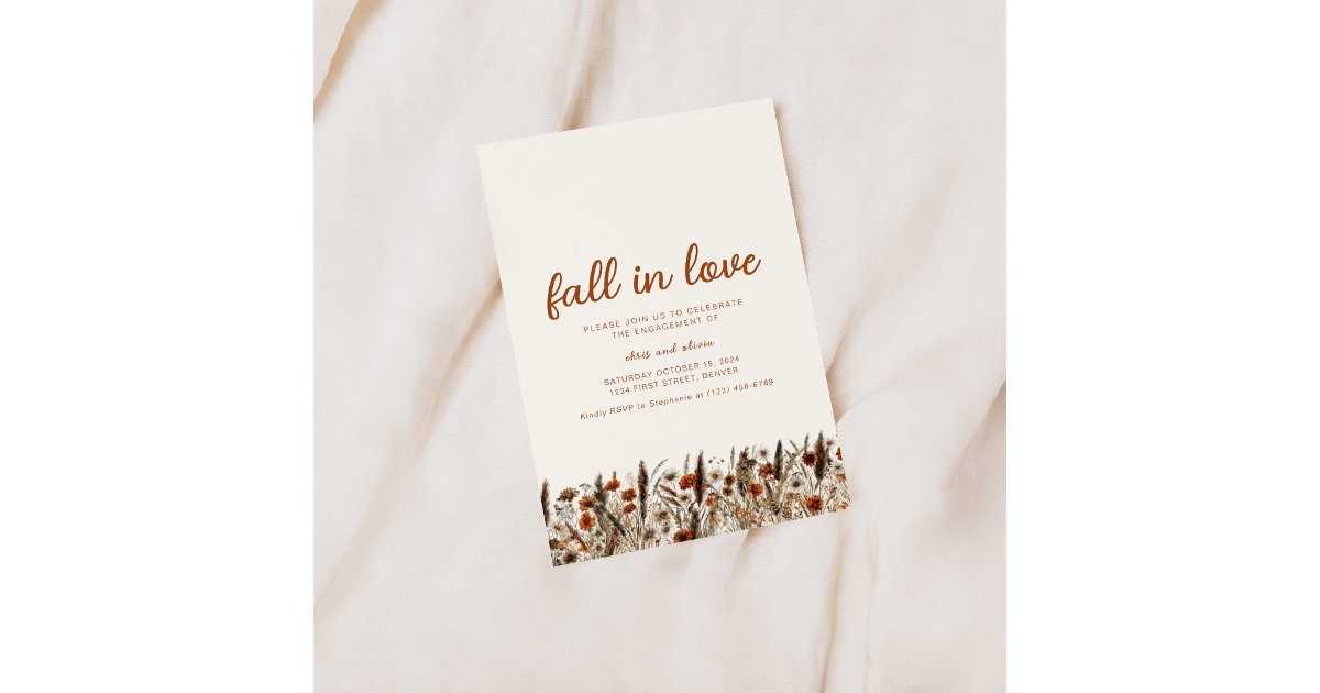 Simple Fall in Love Engagement Party Invite | Zazzle