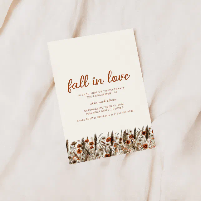 Simple Fall in Love Engagement Party Invite | Zazzle