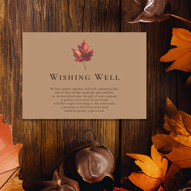 Simple Fall Terracotta Wedding Wishing Well Enclosure Card | Zazzle