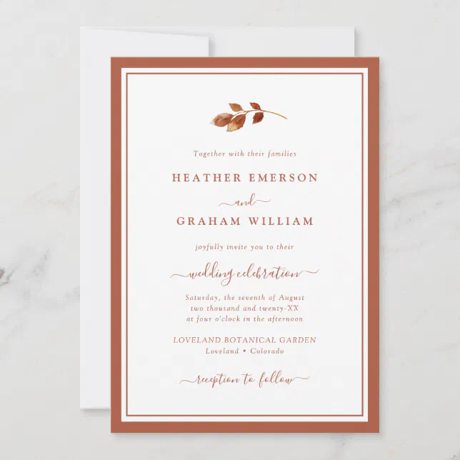 Simple Fall Wedding Invitation | Zazzle